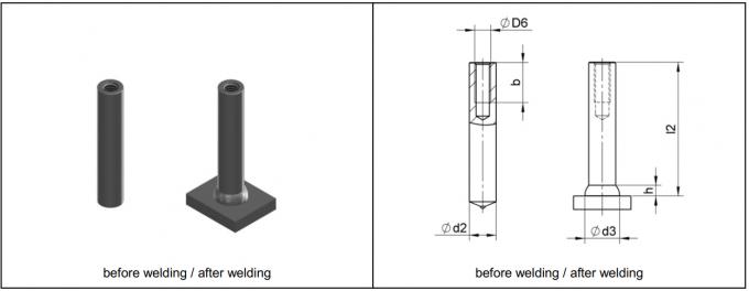 Internally Threaded Stud Welding Studs for Drawn Arc Stud Welding